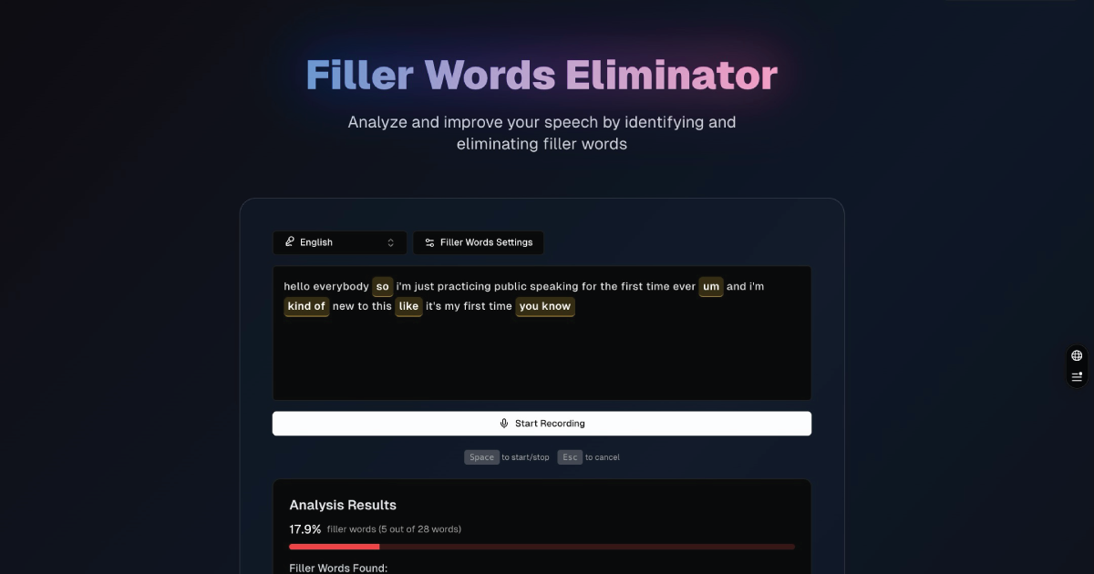 Filler Words Eliminator - Improve Your Speech Clarity