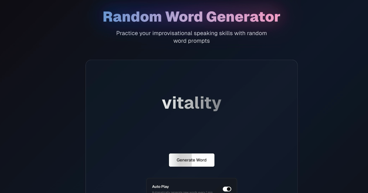 랜덤 단어 생성기 - 말하기 기술 향상